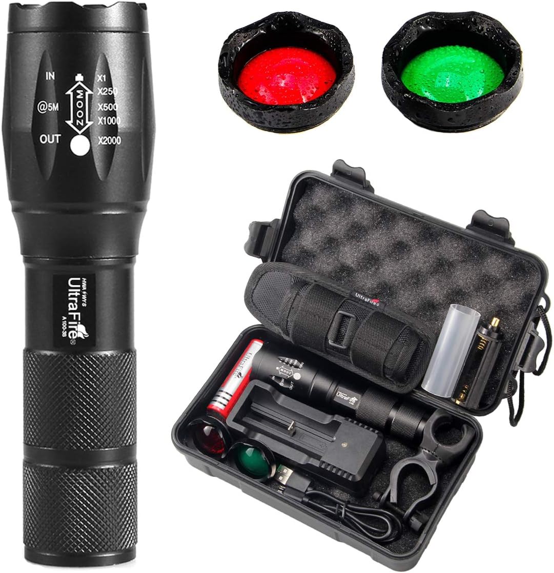 ULTRAFIRE A100 Tactical Flashlight, 800 Lumens 5 Modes LED Zoomable ...