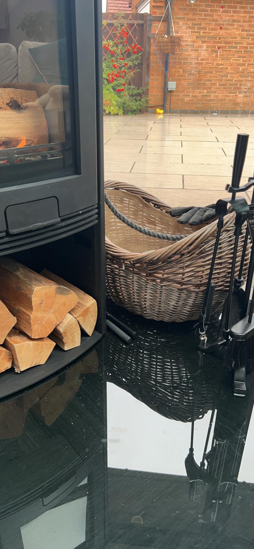 Wrenbury Log Basket for Wood Burner Indoor - Oval Wicker Wood Basket ...