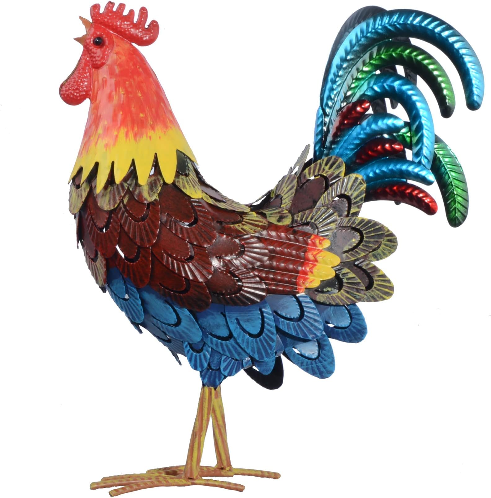 Amazon.com: Metal Sculpture Multicolor Iron Rooster Home Furnishing ...