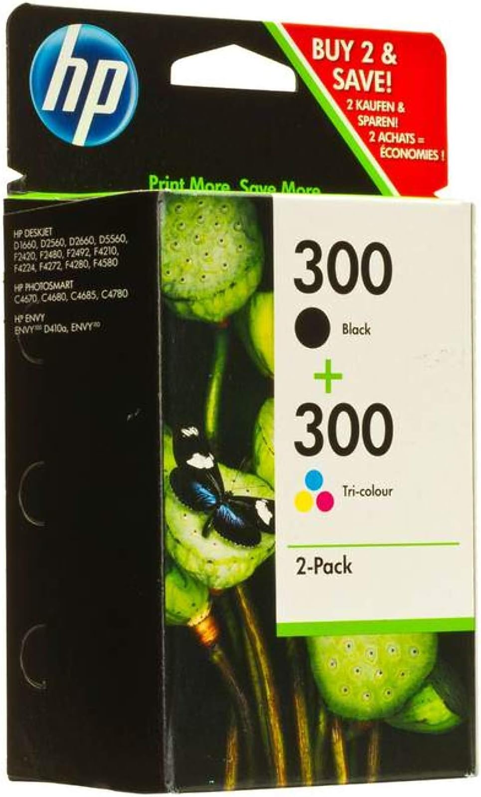 HP CN637EE 300 Original Ink Cartridges, Black and Tri-Colour, Multipack ...