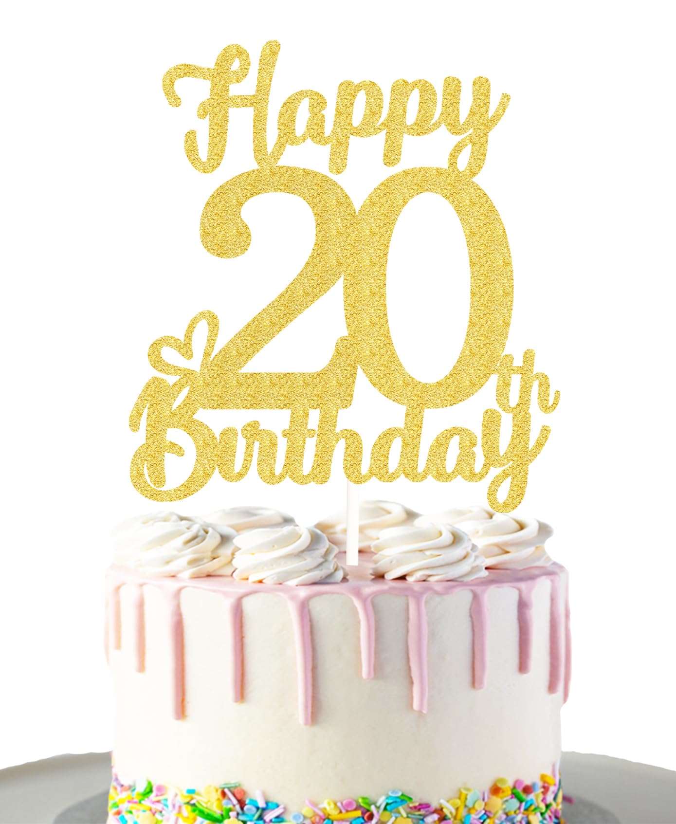 Snapklik.com : 20 Birthday Cake Toppers-Gold Glitter, Twenty Cake ...