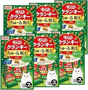 Amazon.co.jp: チャオ(CIAO)クランキーちゅ～る和えほたて味6g×7袋6個セット : ペット用品