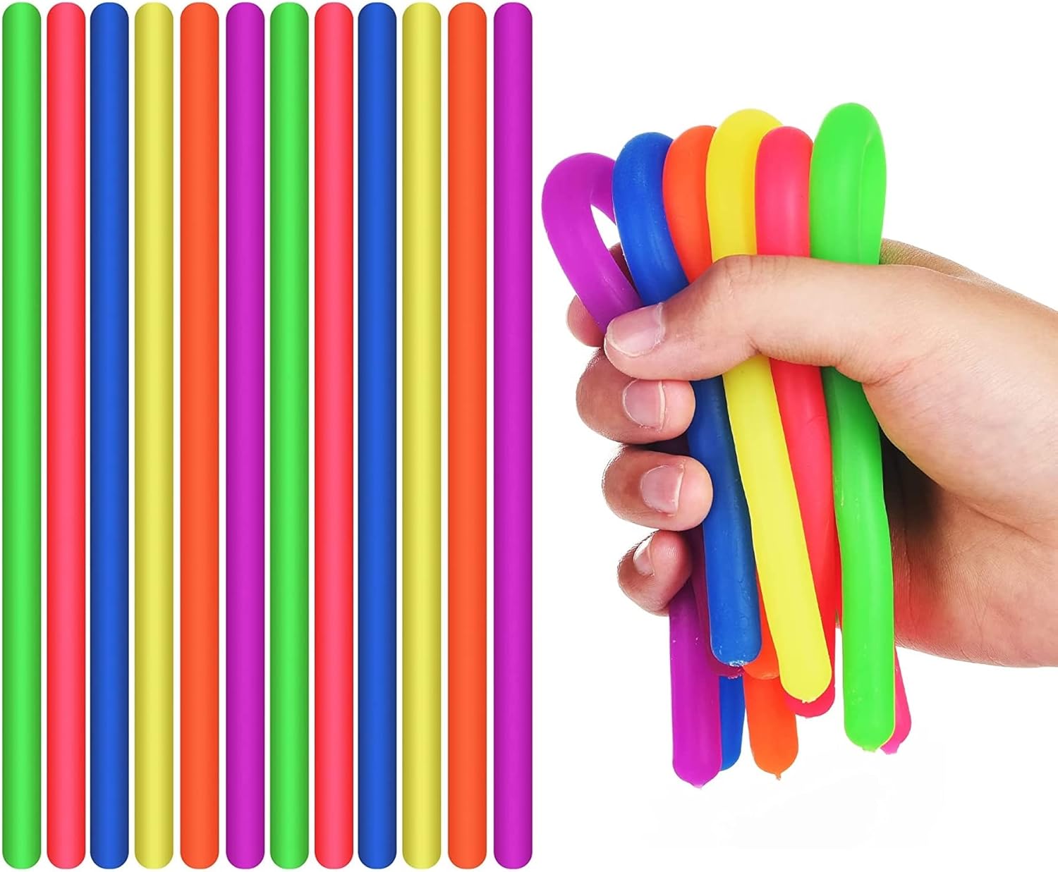 12Pcs 6 Color Stretchy String Fidget Sensory Toys Monkey Noodle Fidget ...