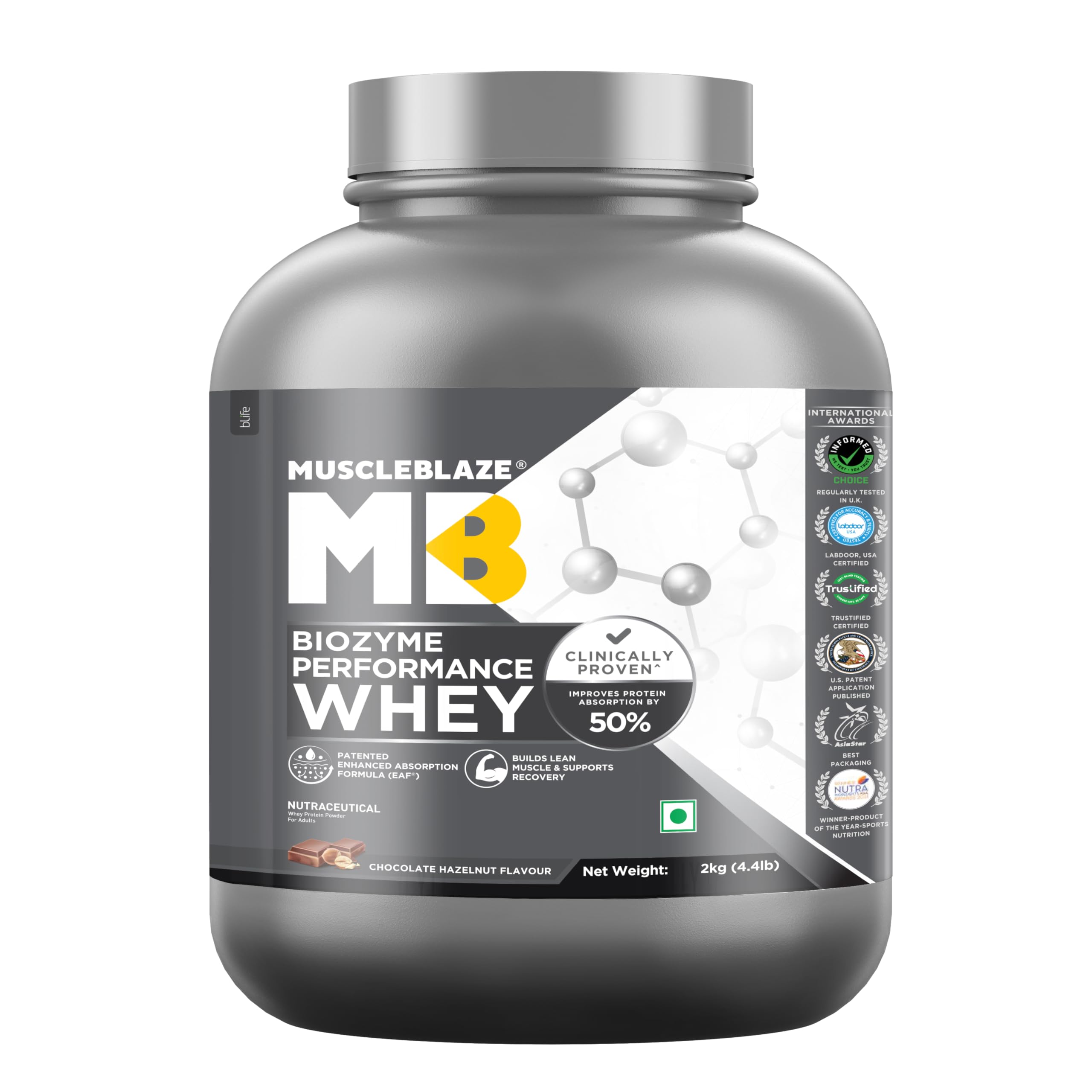 MuscleBlaze Biozyme Performance Whey Protein | Clinically Tested 50% ...