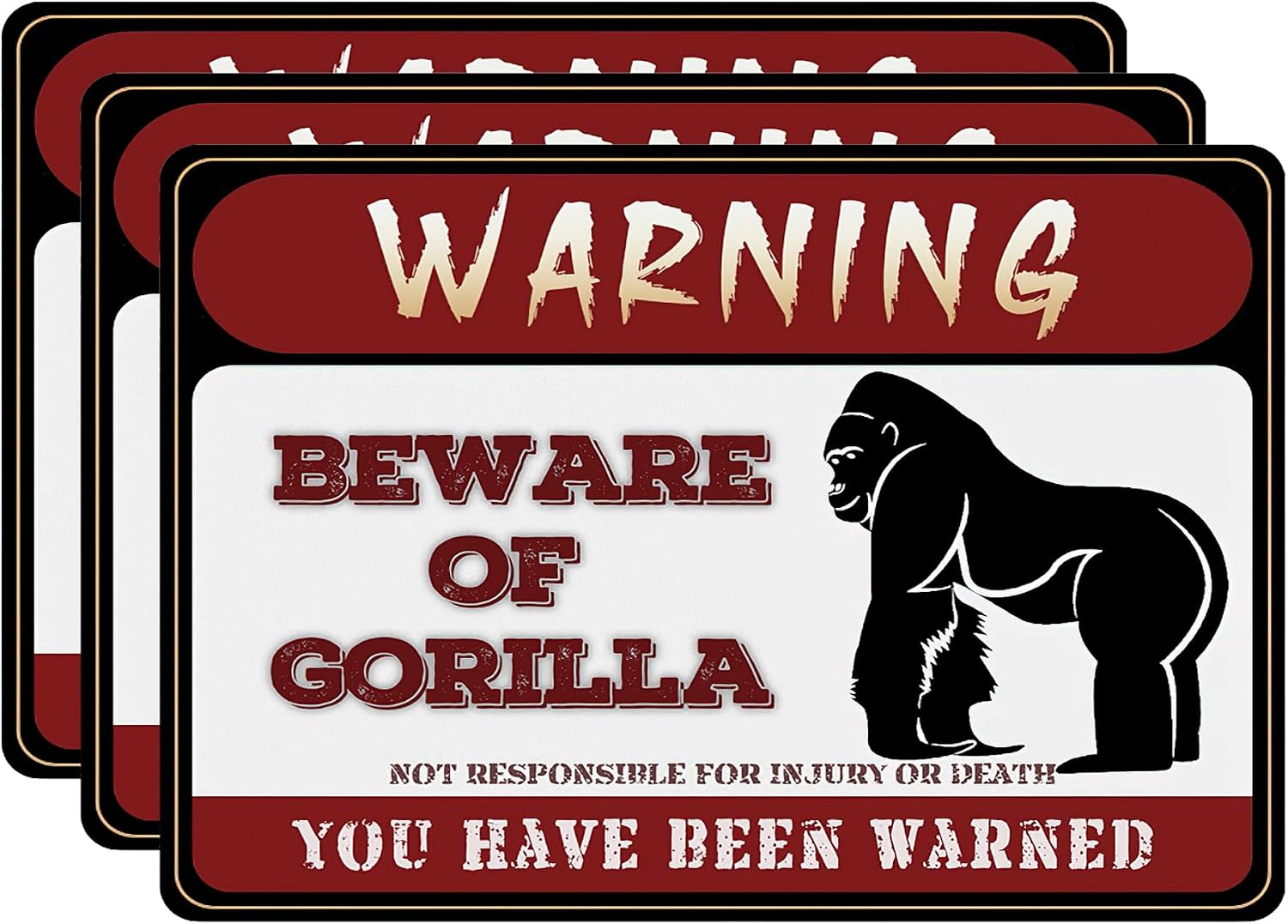 Amazon.com: BAIWIFE Beware of Gorilla Metal Sign 3Pcs Set, Wildlife ...