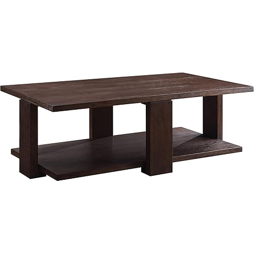 Amazon.com: Coffee Table with Bottom Wooden Shelf, Wooden Top and ...