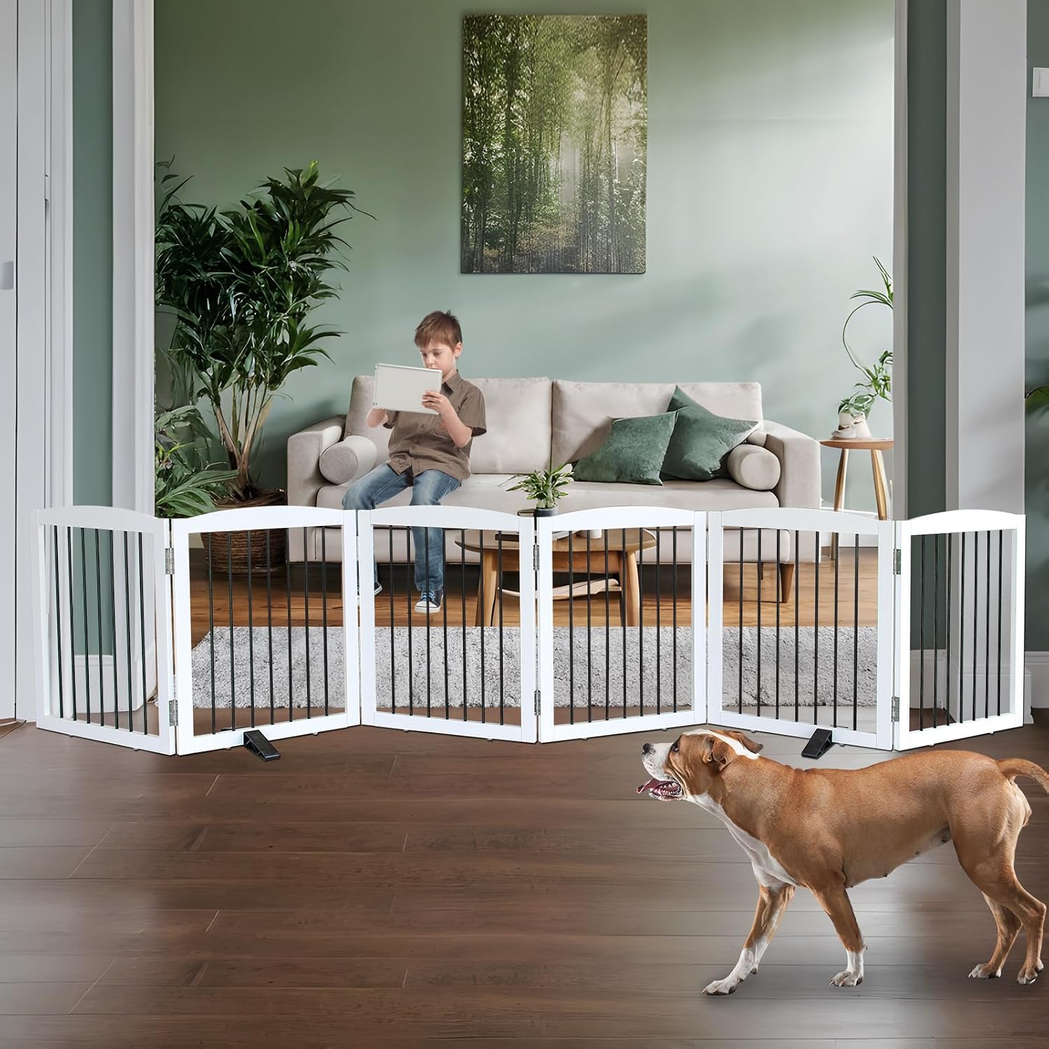 Amazon.com: GATEZAOLU Freestanding Dog Gate Indoor Dog Gates for ...