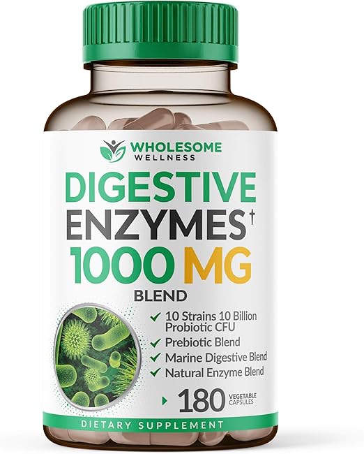 Amazon.com: Wholesome Wellness Digestive Enzymes 1000MG Plus Prebiotics ...