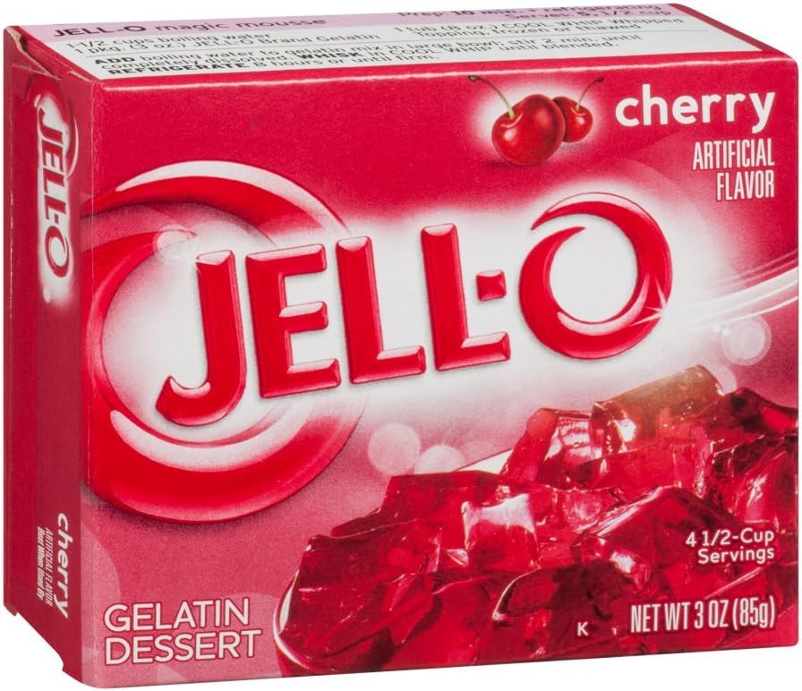 Jell-O Cherry Gelatin Mix (3 oz Boxes, Pack of 24): Buy Online at Best ...