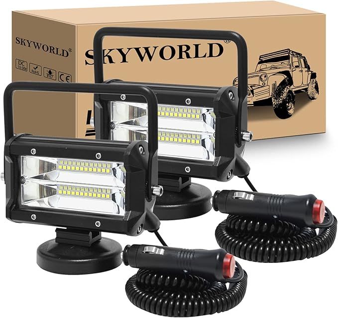 Amazon.com: SKYWORLD 2Pcs Portable Magnetic Base Led Work Light Bar, 5 ...