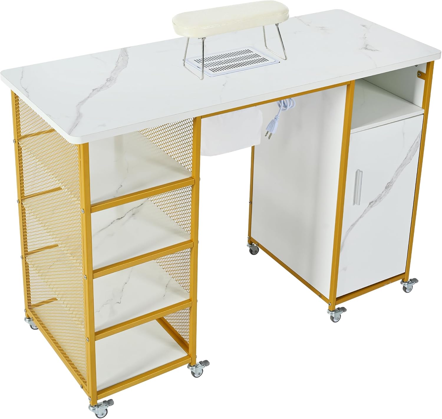 Amazon.com: Dithoko Manicure Table, Nail Desk for Nail Tech, Marbling ...