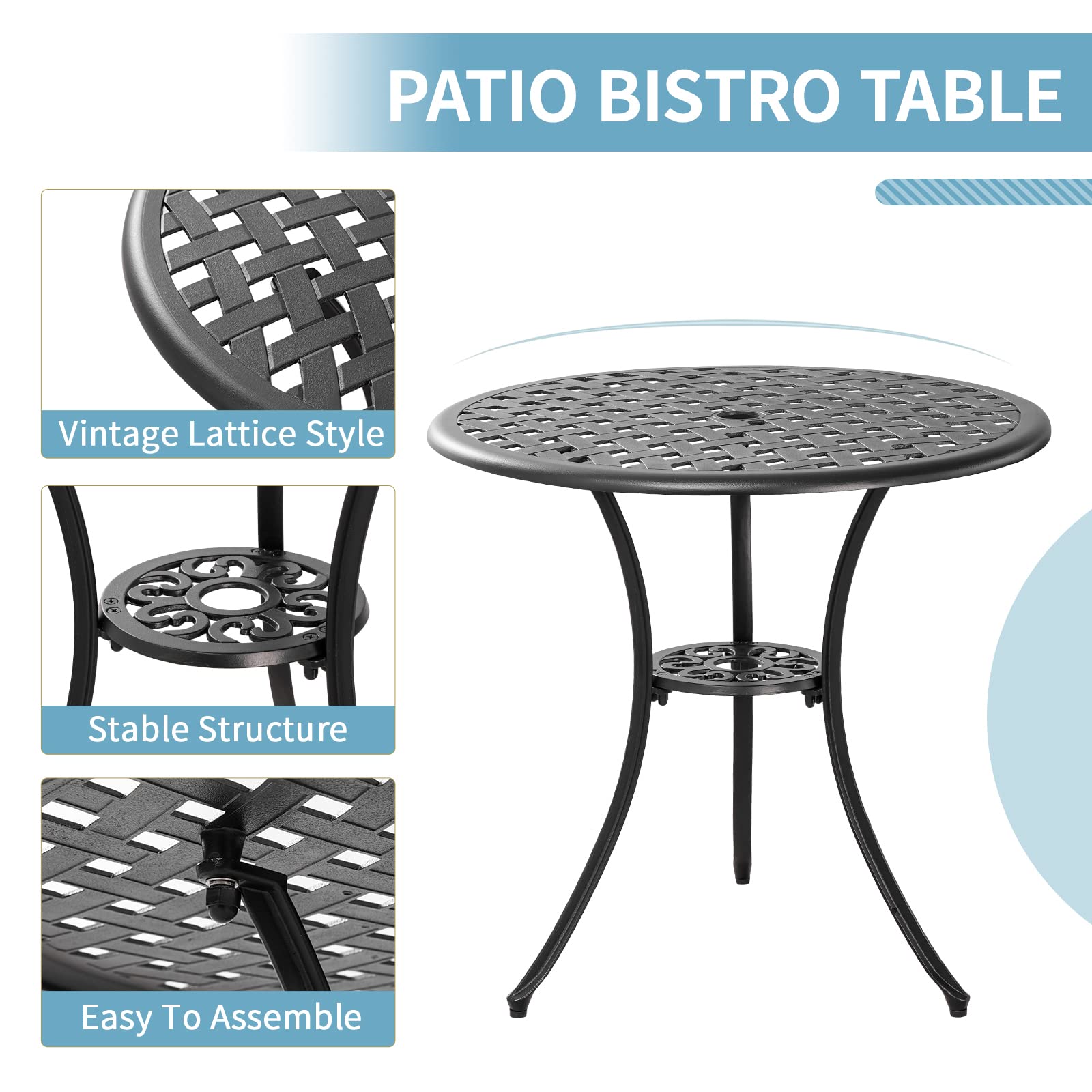 Snapklik.com : Withniture 3 Piece Bistro Table Set Anti-Rust Outdoor ...