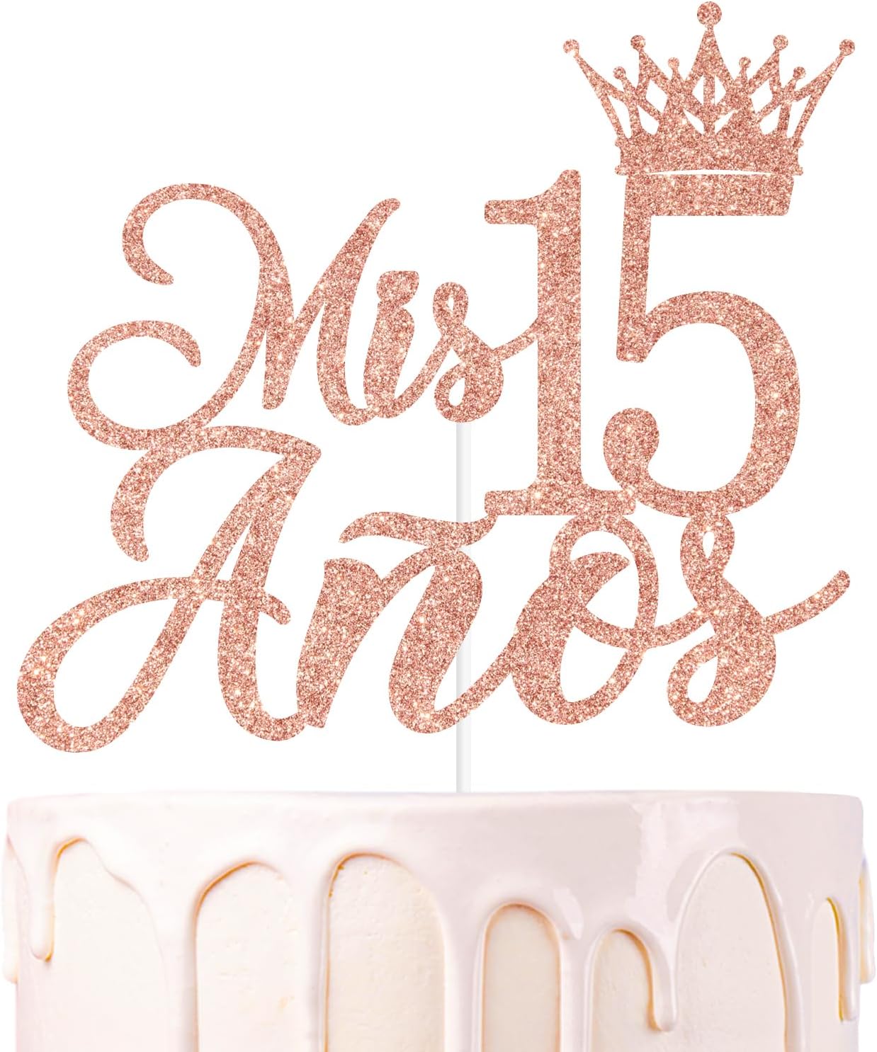 Amazon.com: Rose Gold Glitter Mis 15 Anos Cake Topper, Mis 15 Quince ...