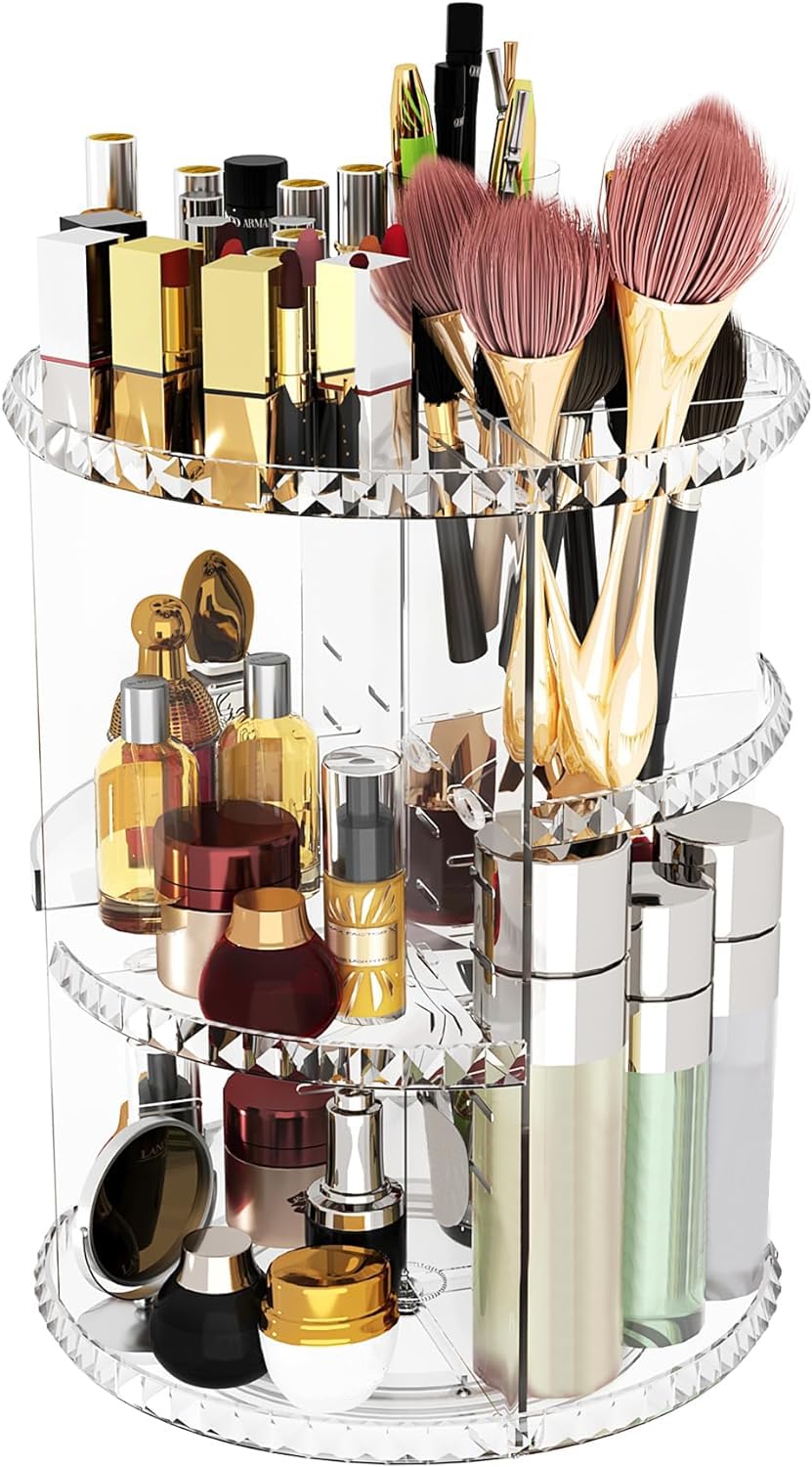 Amazon.com: C&AHOME 360 Rotating Makeup Organizer, Adjustable Cosmetic ...