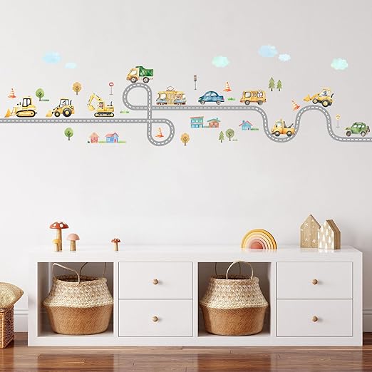 Amazon.com: Kids Car Road Wall Decals Truck Pictures for Toddler Walls ...