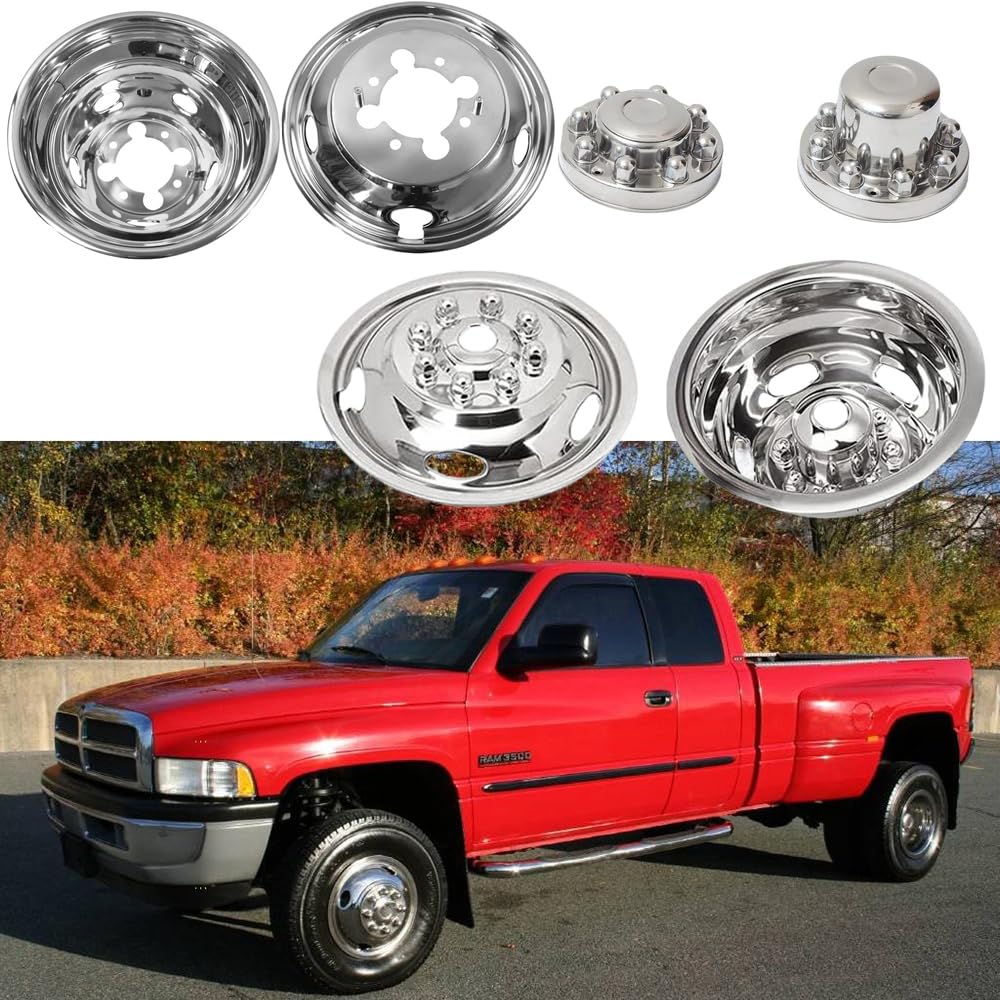 Dually Wheel Covers 4-Piece 17” Polished Stainless Steel Dually Wheel ...