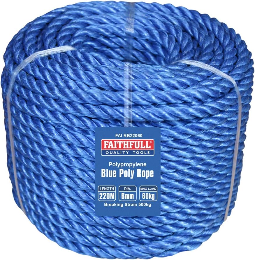 6mm Blue Rope 500M Drum - Cable Pulling Draw Cord Polypropylene 3 ...