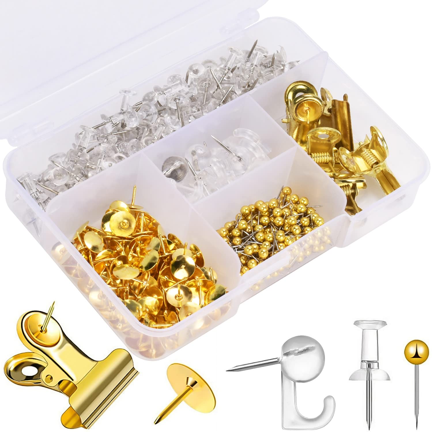 Amazon.com: Gold Push Pins Set, 465 Pcs Gold Push Pins for Cork Board ...