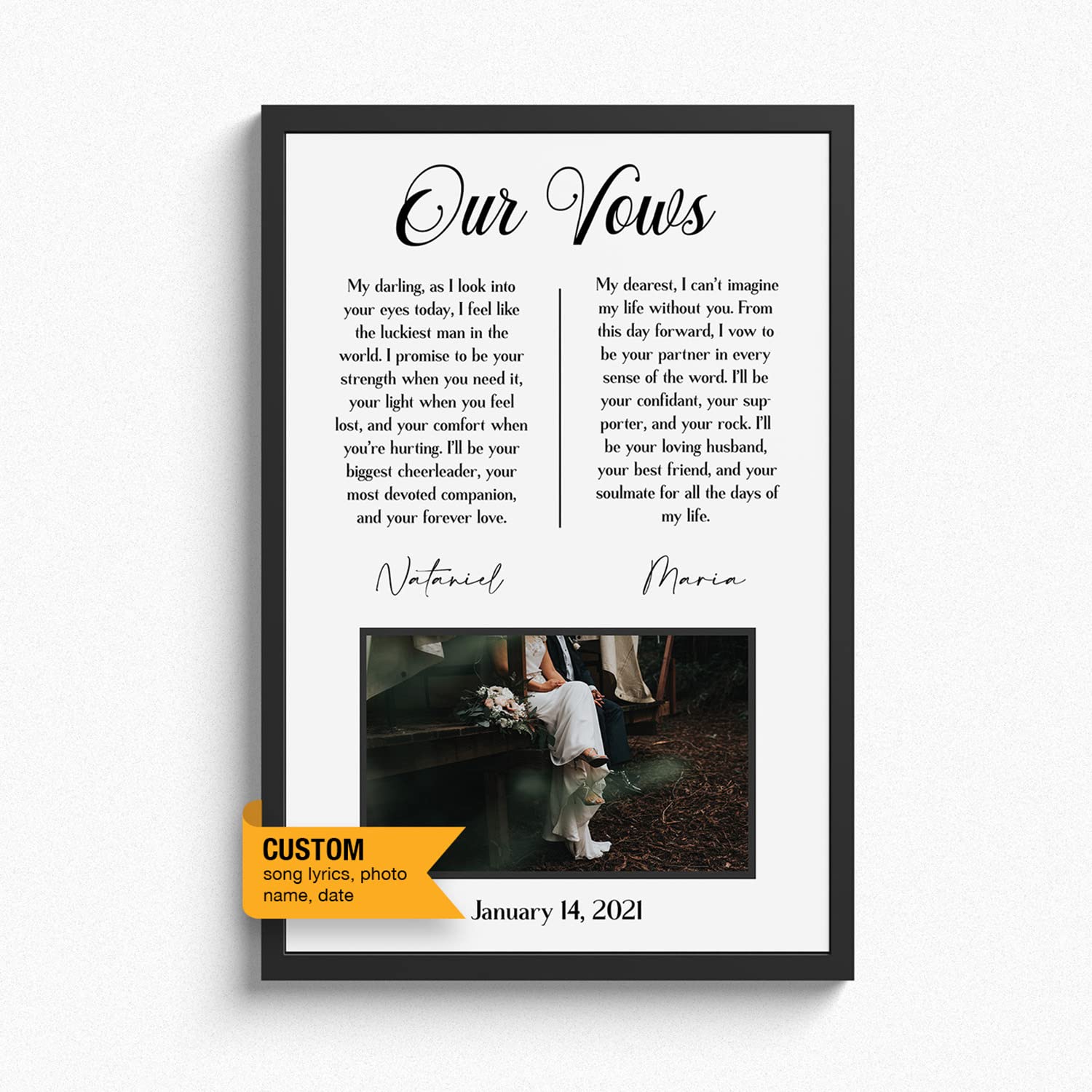 Amazon.com: Customized His Her Vows Framed Portrait Our Vows Wedding ...