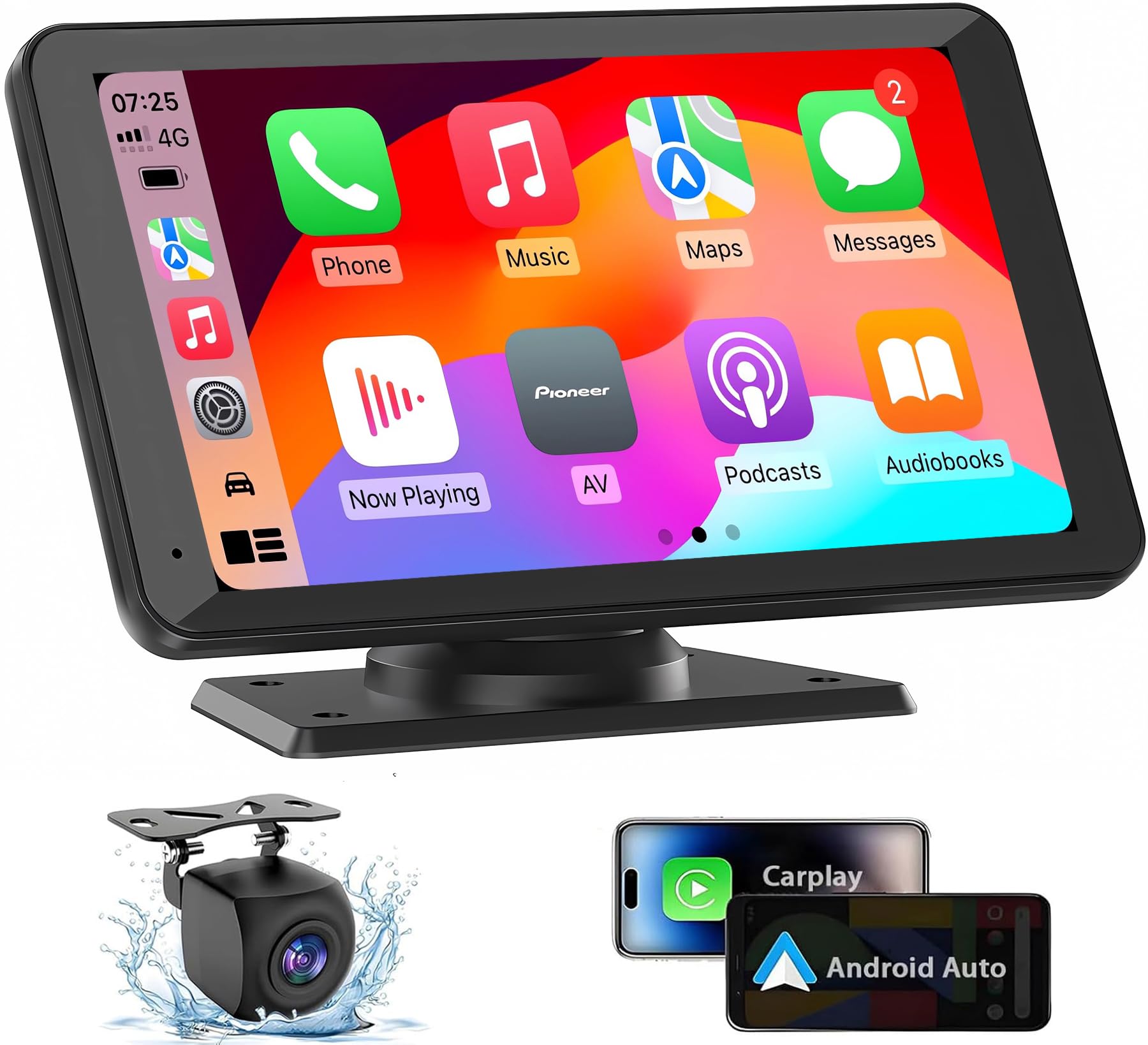 Amazon.com: Portable Wireless CarPlay Screen for Car, 7 Inch Double Din ...