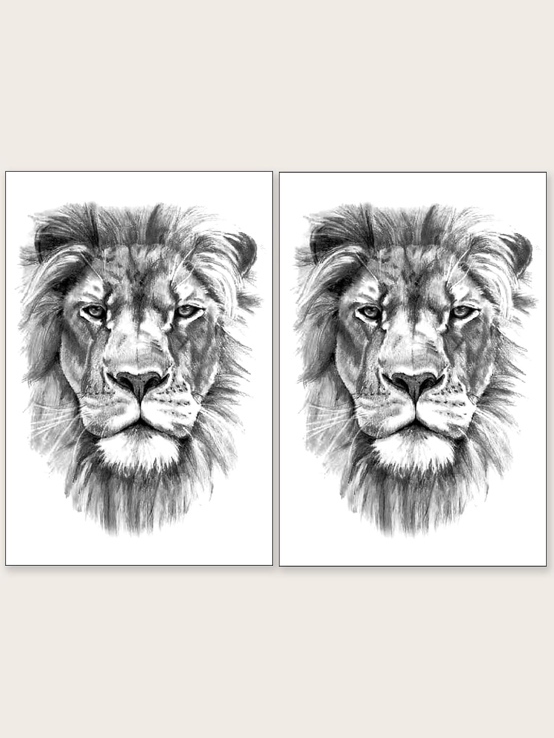 Amazon.com : 2PCS Black Minimalist Tattoo Aggressive Lion For Holiday ...