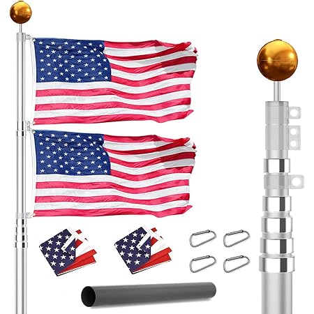 Amazon.com : Yeshom 20ft Telescopic Aluminum Flag Pole Free 3'x5' US ...