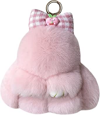Carrivox Bunny Lulu Keychain with Bear Decor Bow Cute Soft Handmade ...