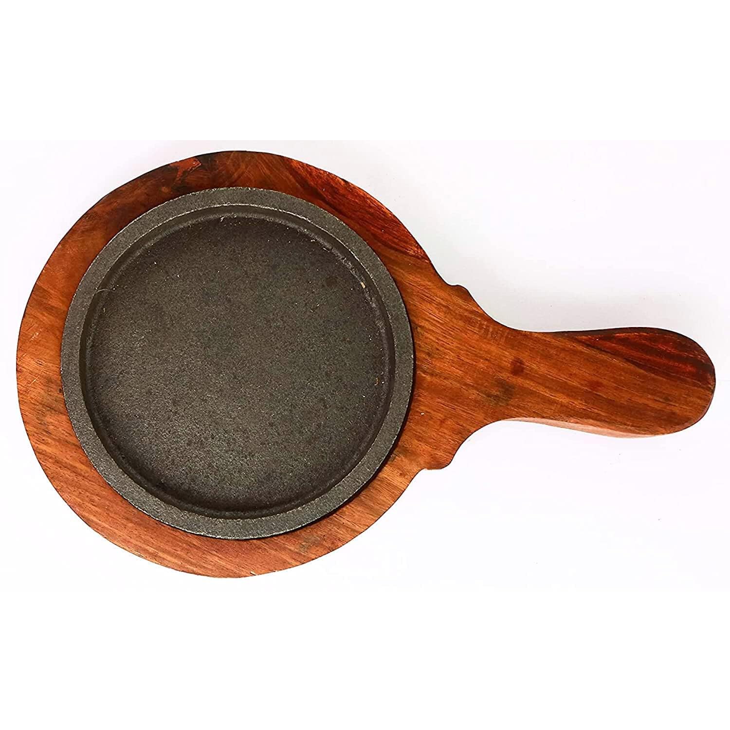 Buy Shri Shri Handicraft Bat Shape Cast Iron Sizzler Plate with Wooden ...