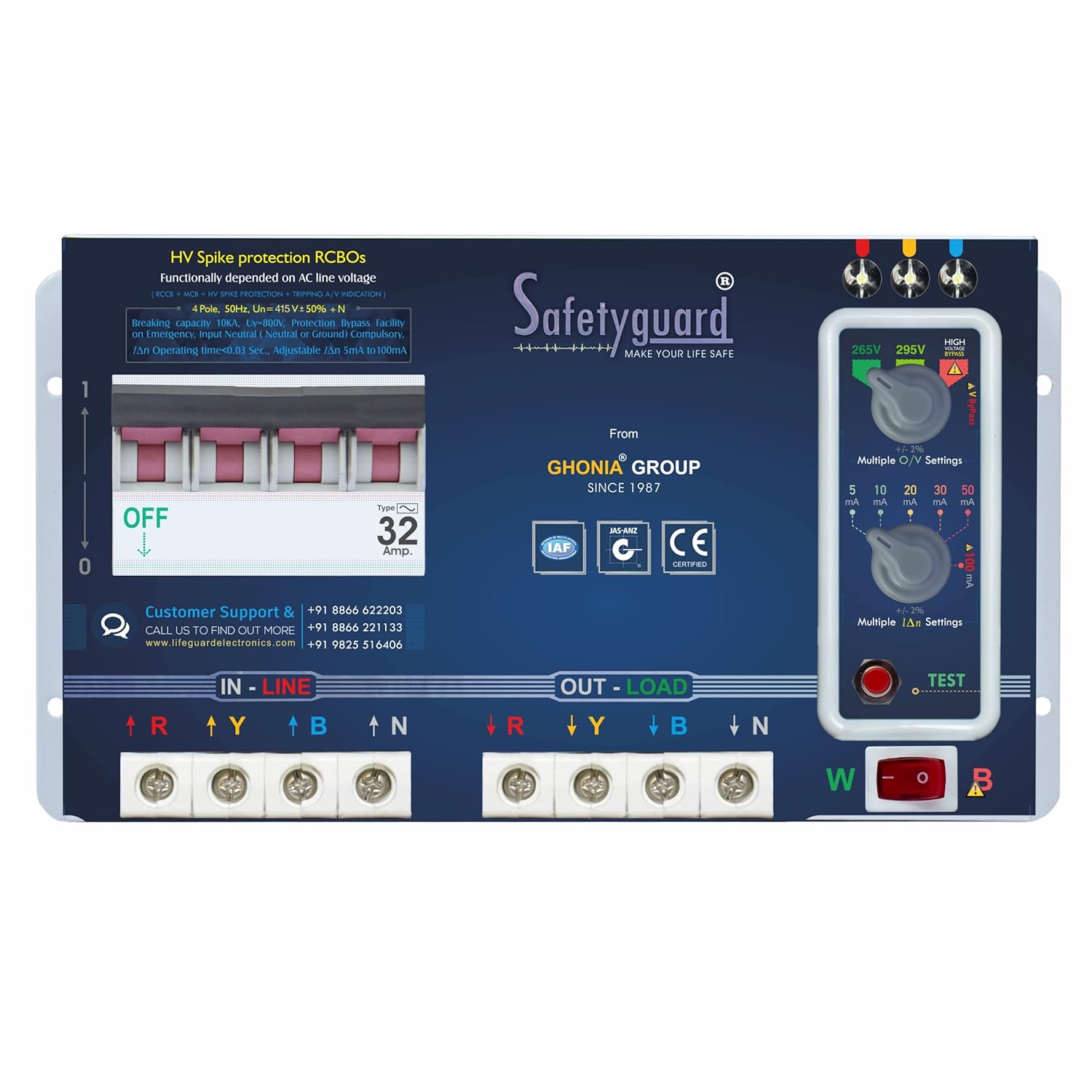 Safetyguard FPS Three Phase 4 Pole Advance Circuit Breaker | Adjustable ...