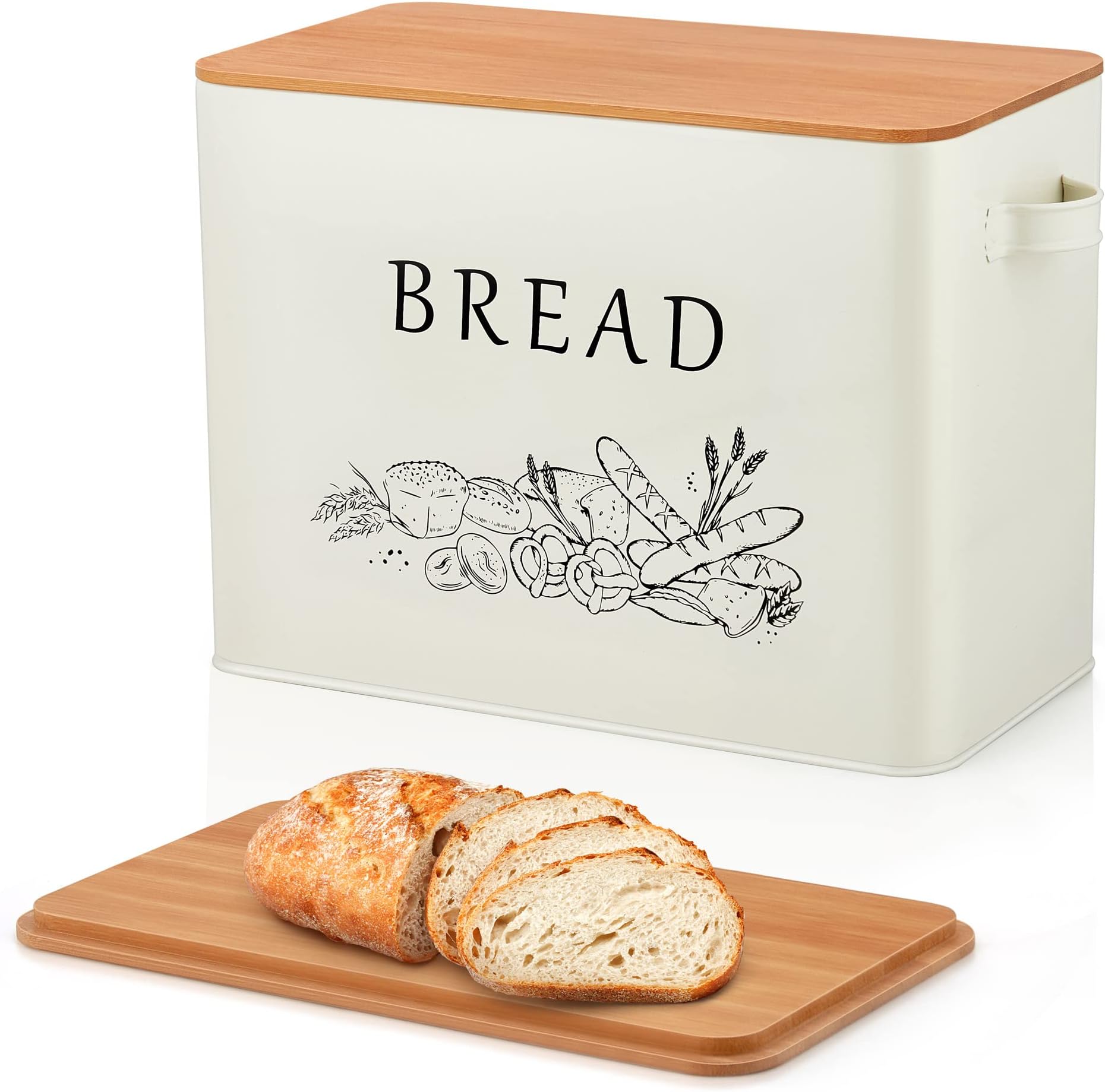 Premier Housewares 507631 Bread Bin Cream Biscuit Tin Bread Basket ...