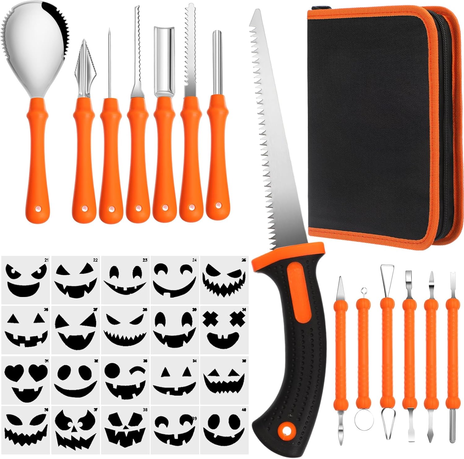 Amazon.com: MorningRo 34 Pcs Halloween Pumpkin Carving Kit, 13 Pcs ...