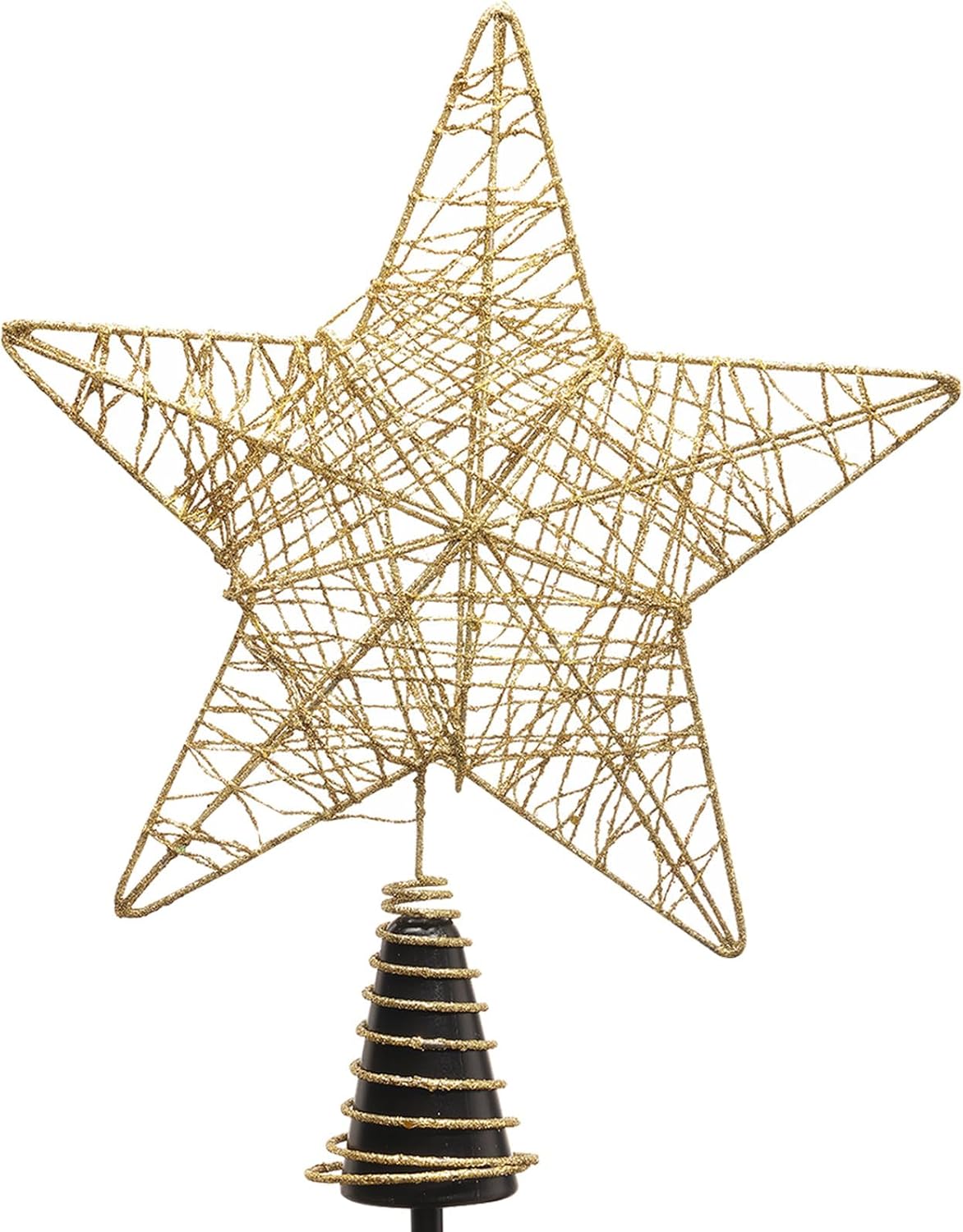 Amazon.com: Christmas Tree Topper, 9 Inch Gold Glittered Metal ...