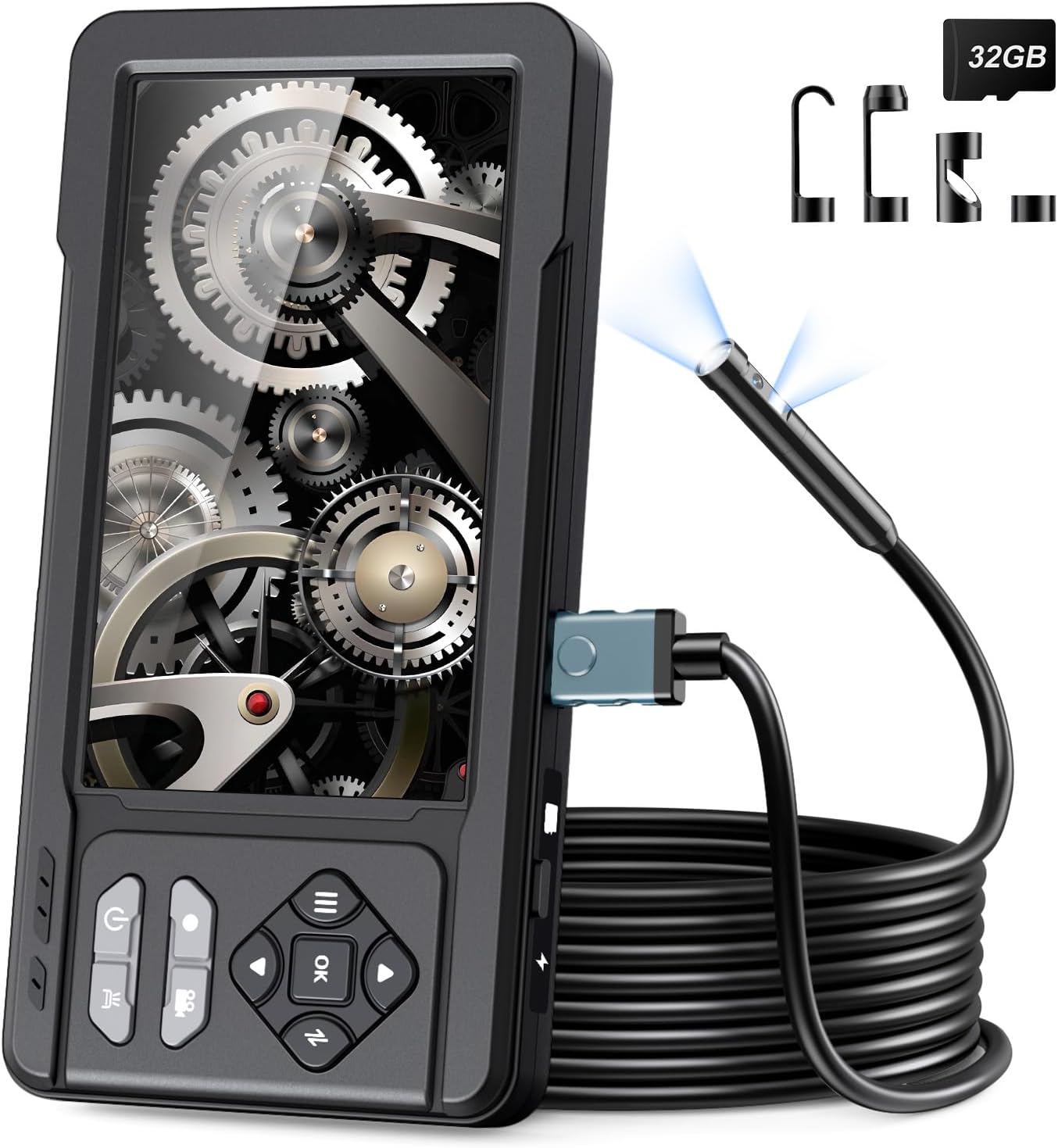 5" IPS Dual Lens Endoscope Camera with Lights, 1080P Photo Video ...