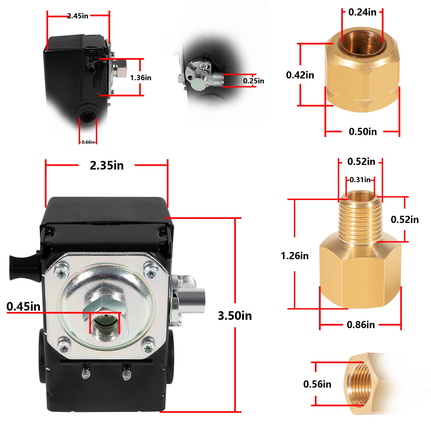 Snapklik.com : 23474661-C Pressure Switch For Single Stage Compressor ...