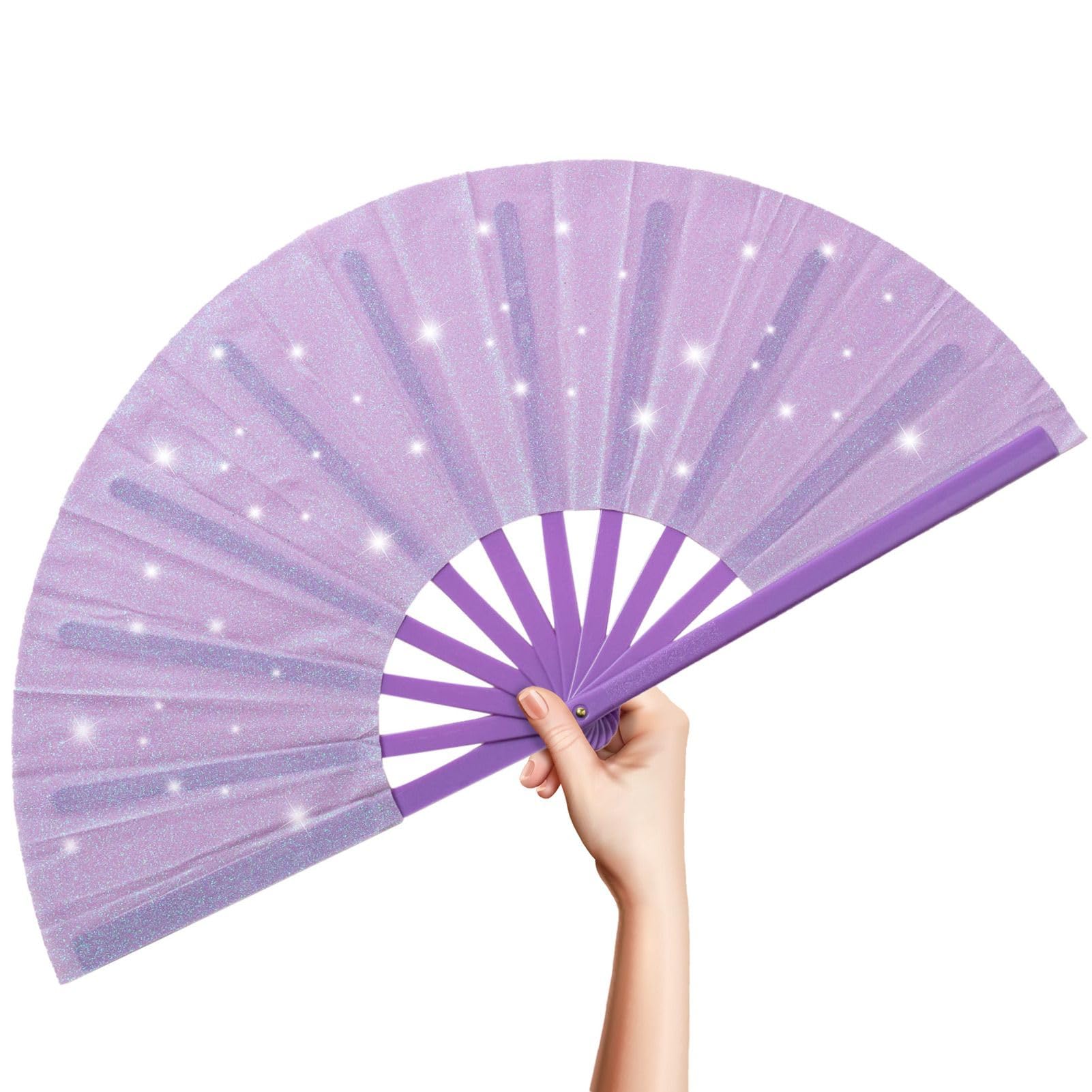 Amazon.com: OMyTea Glitter Large Rave Folding Hand Fan - 13'' Foldable ...