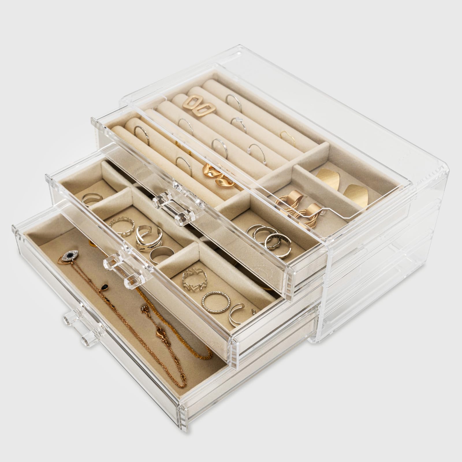 Amazon.com: Clear Acrylic Jewelry Organizer with 3 Drawers, Acrylic ...