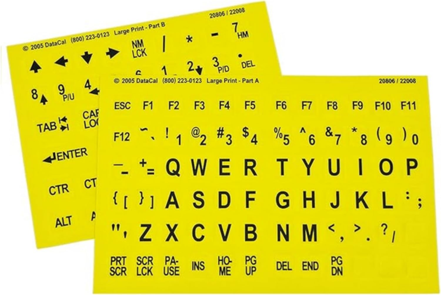 Braille with Large Print Keyboard Stickers Combined - Yellow Keys With ...