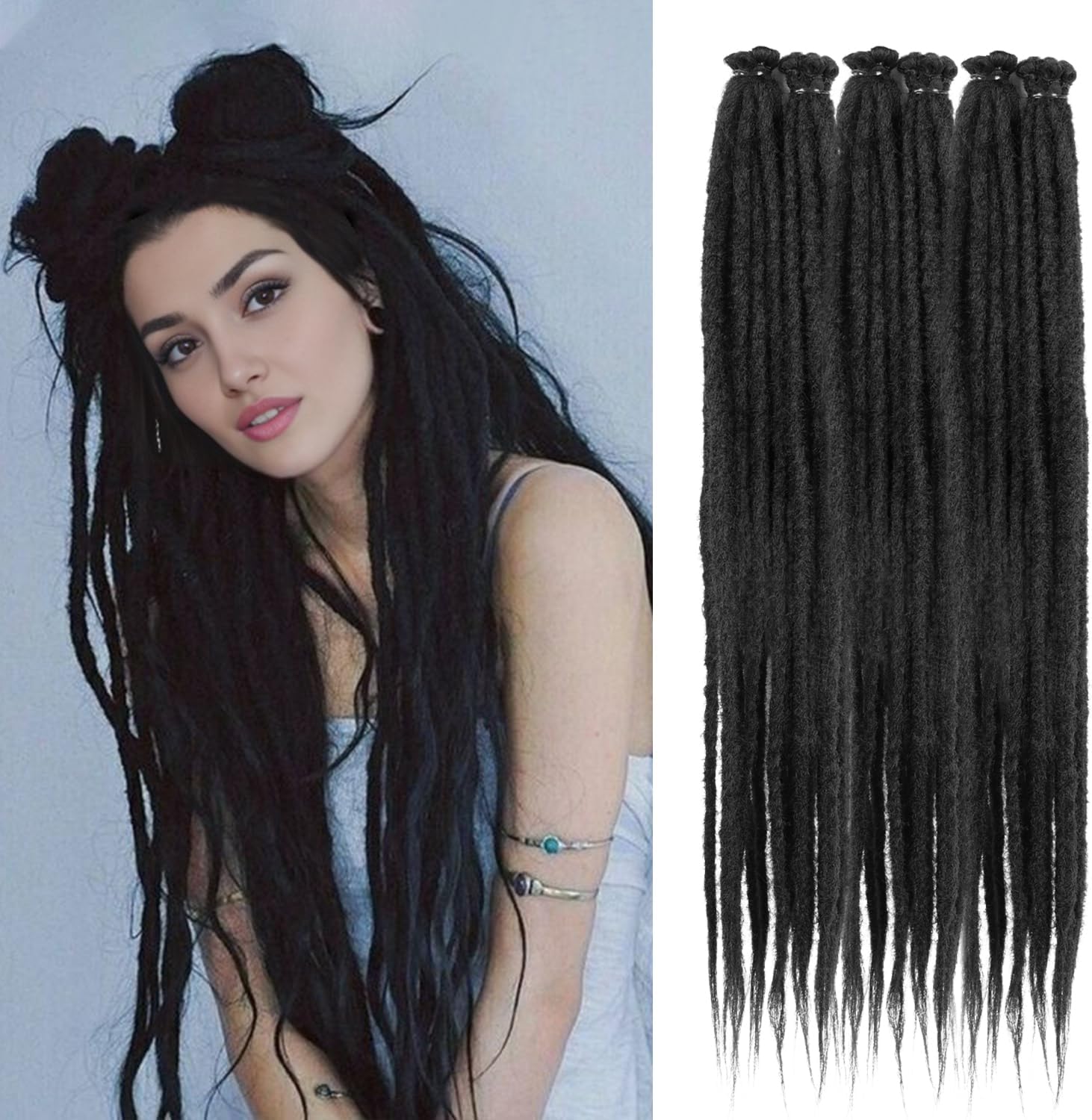 Amazon.com : Gray Wool Dreadlock Extensions 22 Inches Double Ended ...