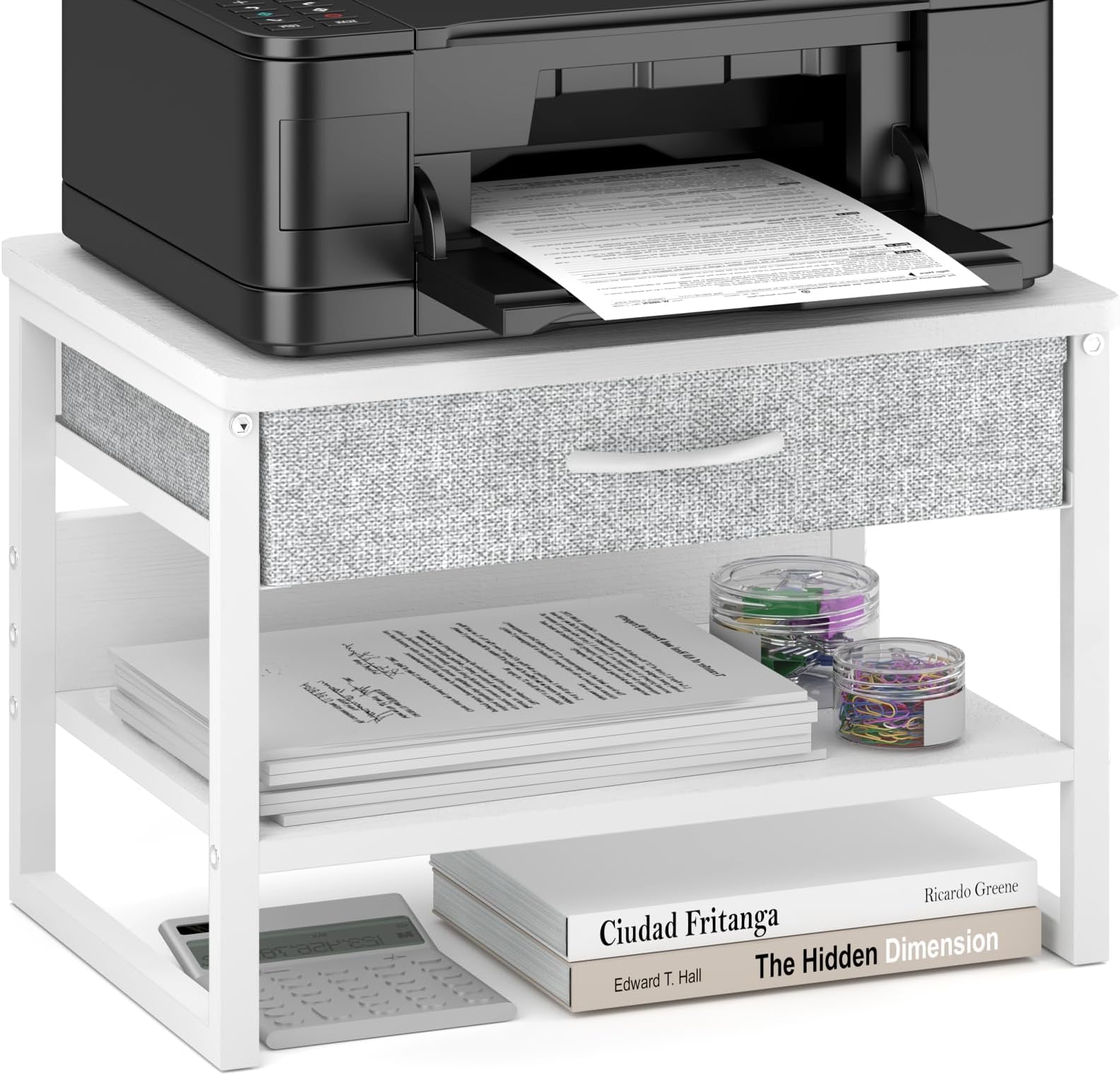 Amazon.com : MARTY Printer Stand with Storage Drawer for Desk, 2-Tier ...