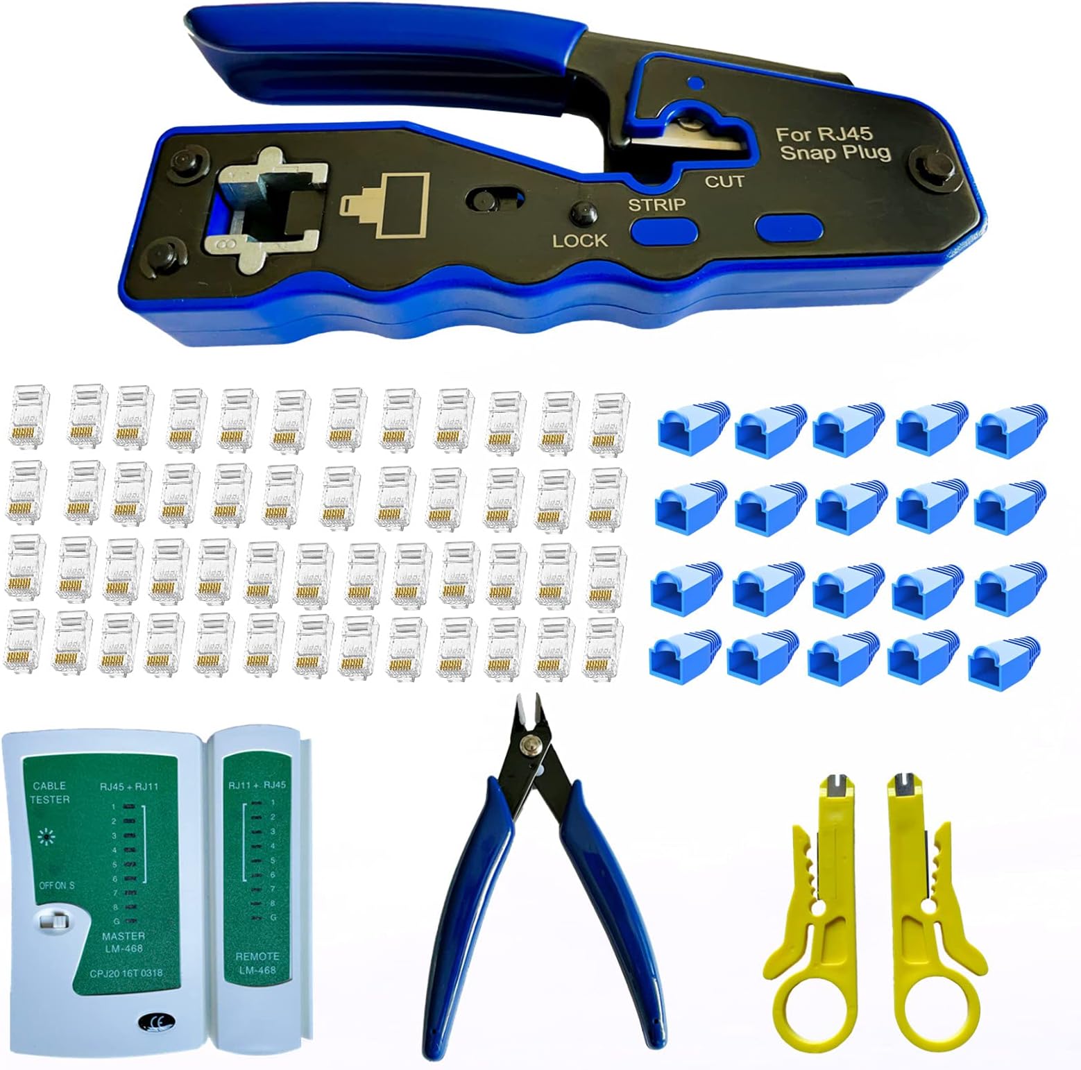LEATBUY Crimp Tool Set RJ45 Crimper Cat5 Cat5e Cat6 Crimping Tool Kit ...