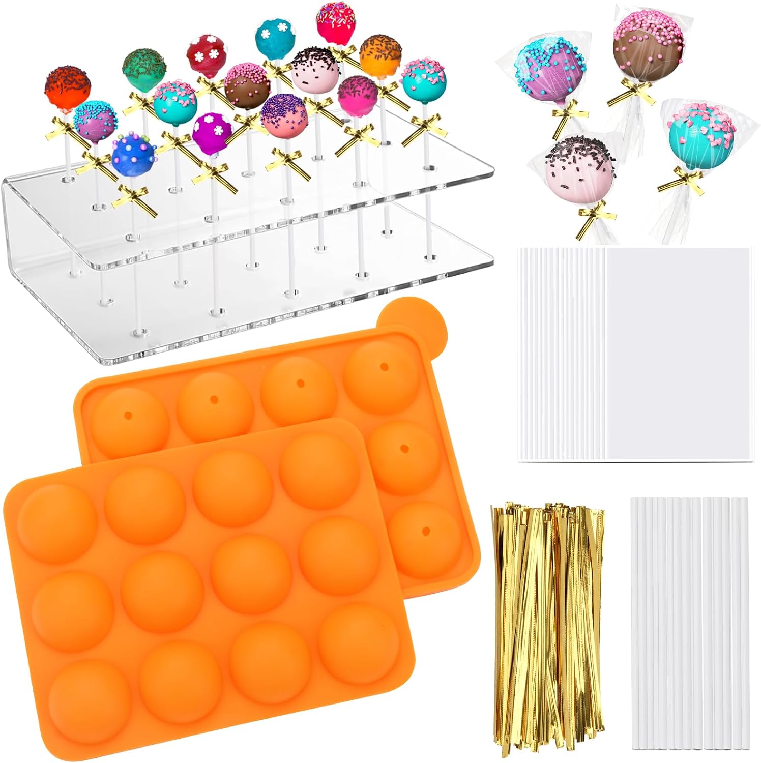Amazon.com: 302Pcs Cake Pop Mold Set, Hoedia 12 Cavity Silicone Cake ...