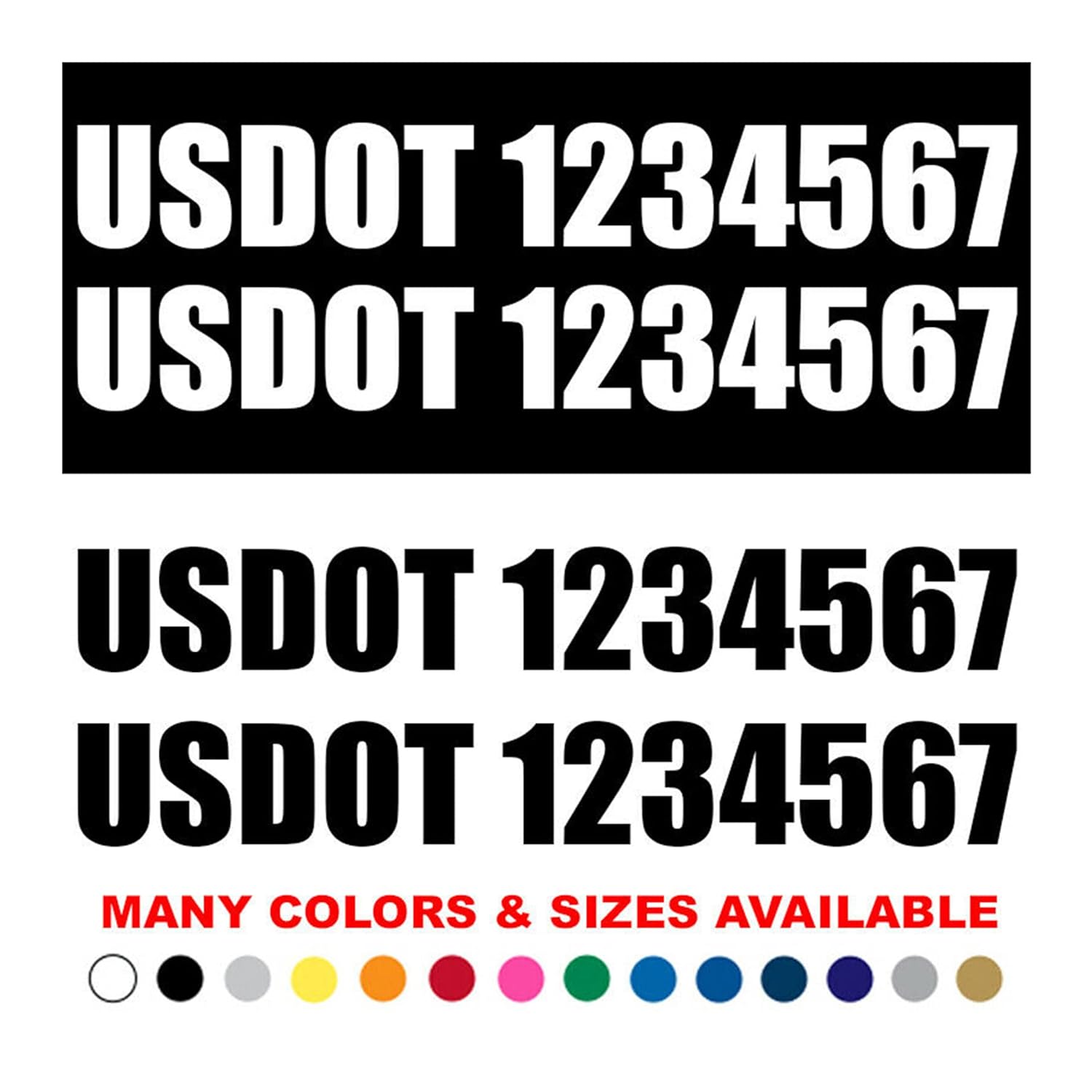 Amazon.com: Set of 2 Custom USDOT US DOT Number Tractor Truck Tow ...