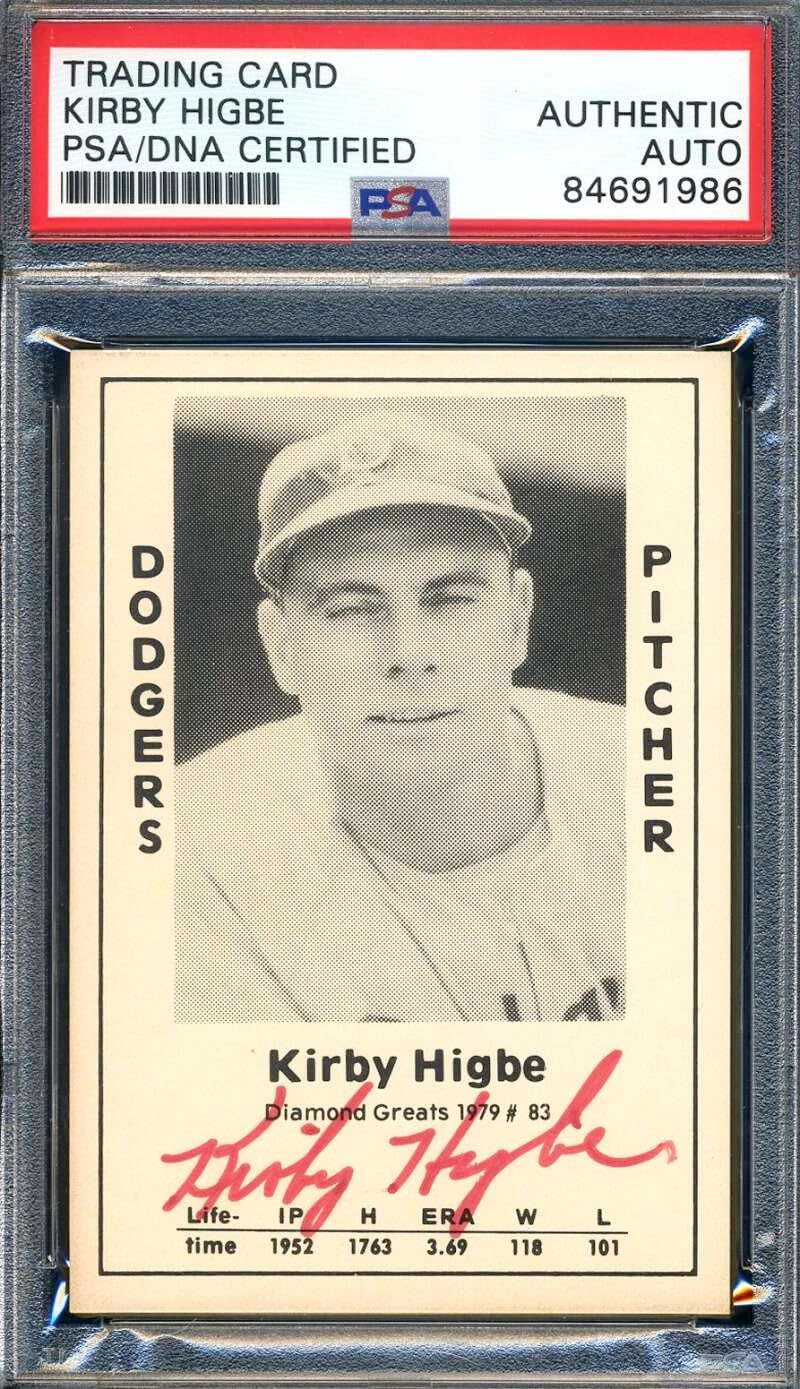Kirby Higbe PSA DNA Signed 1979 Diamond Greats Autograph at Amazon's ...