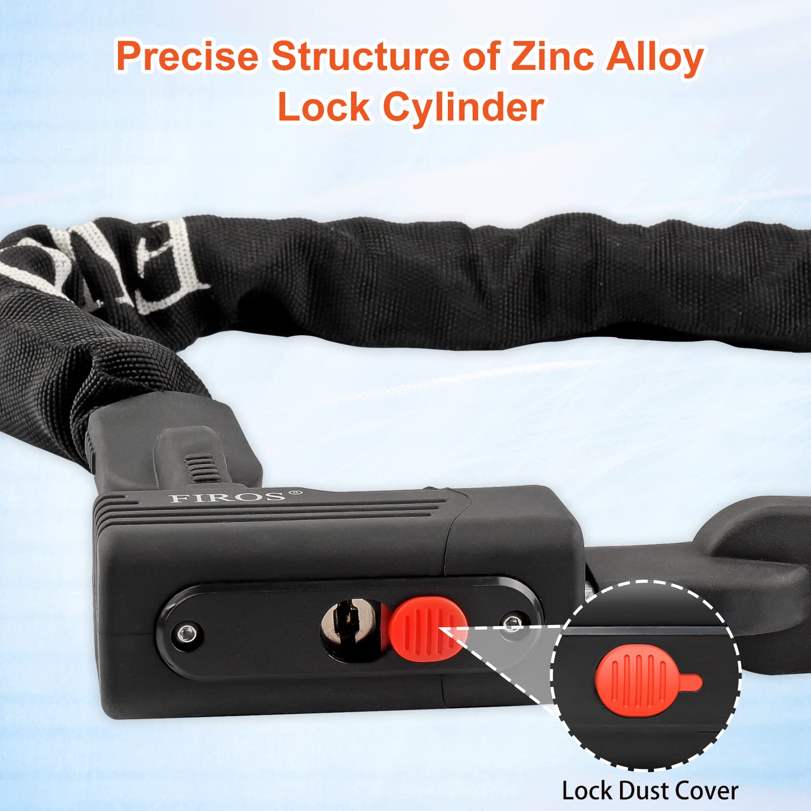 FIROS Bike Chain Lock 4FT Hardened Steel Bike Lock 0.31inch/8mm Thick ...