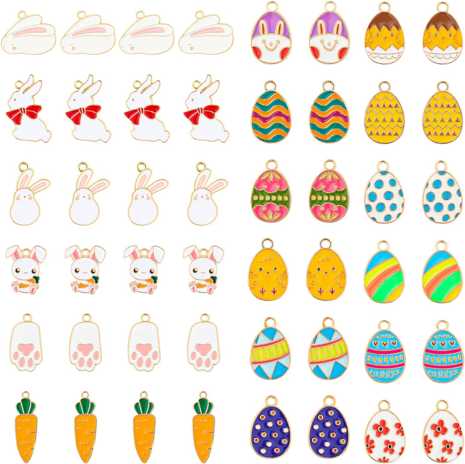 AIEX 48Pcs Easter Bunny Pendant Charms for Jewelry Making : Amazon.co ...