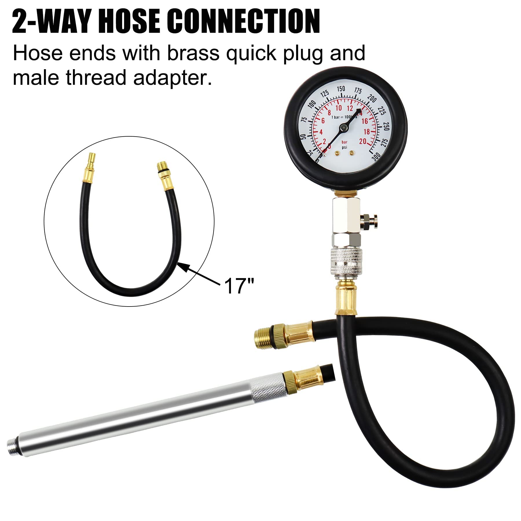 Snapklik.com : Cylinder Compression Tester, 8PCS Small Engine Pressure ...