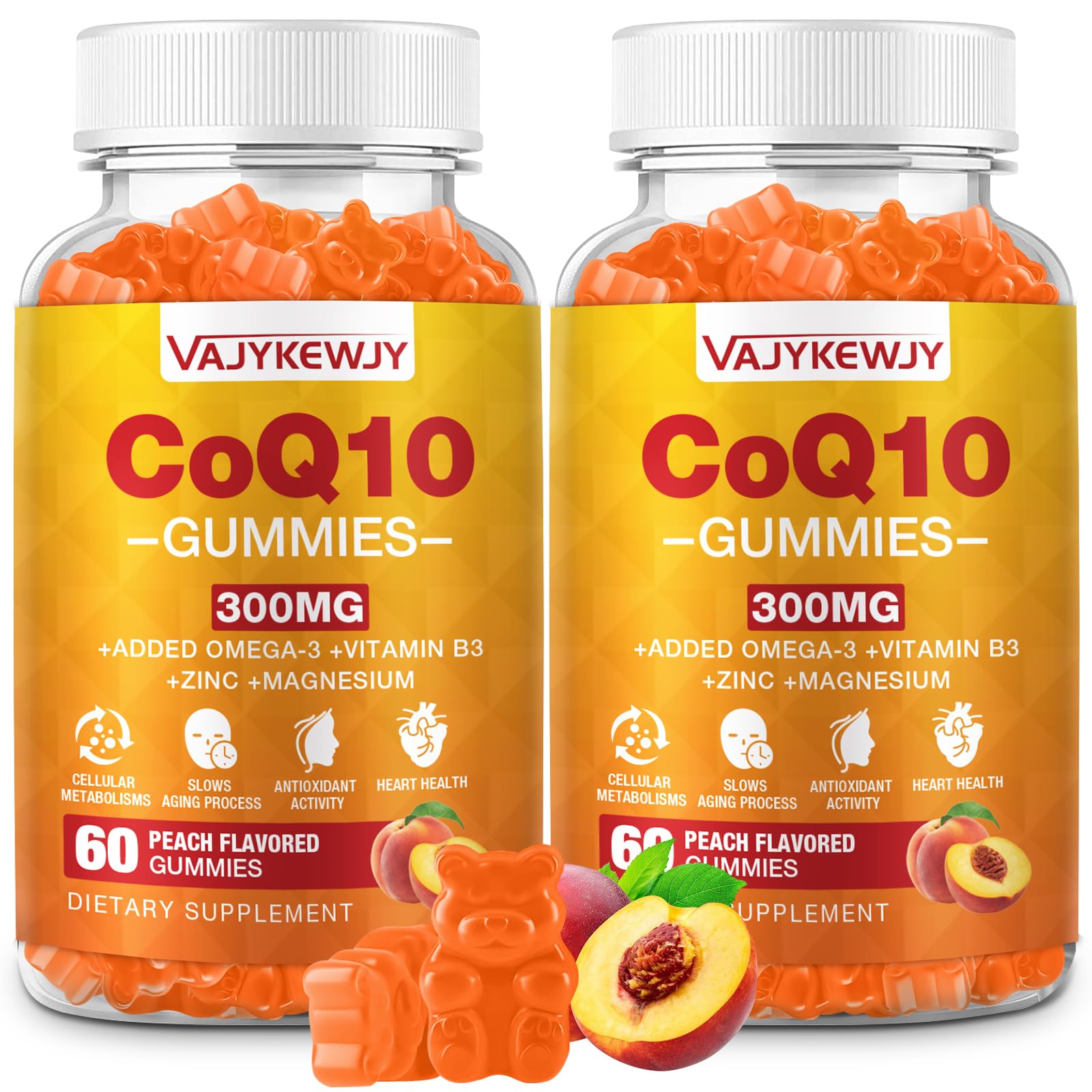 Amazon.com: 2 Pack CoQ10 Gummies 3000 mg - Plus Omega-3, Vitamin B3 ...