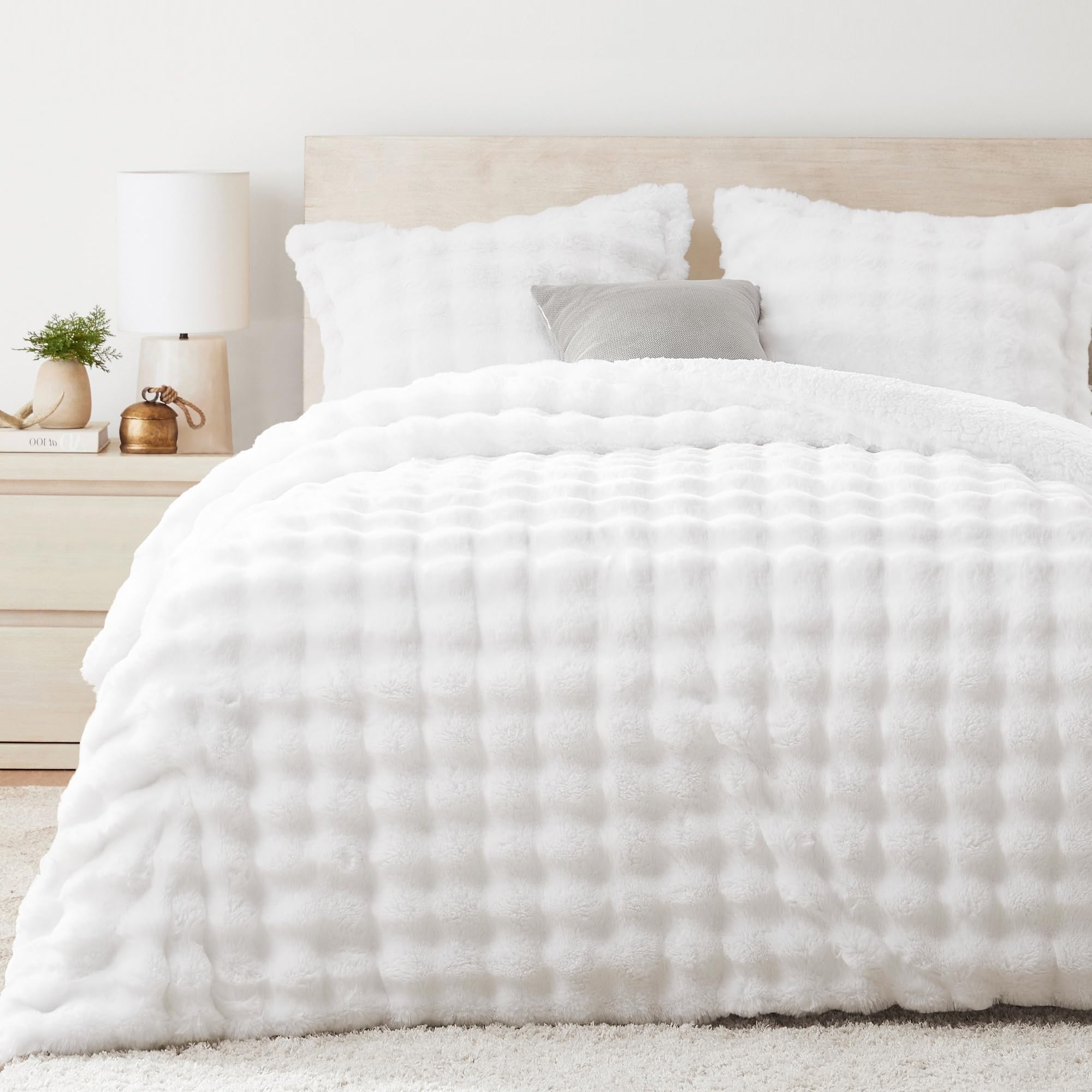 Amazon.com: hadamick Tufted Fleece Comforter Set King - Super Soft Warm ...