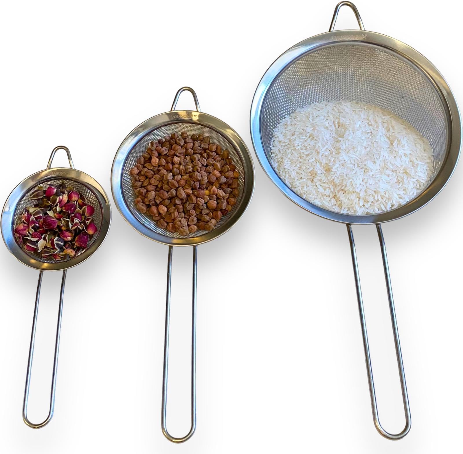 LiveFresh Kitchen Sieve Set - Premium Fine Stainless Steel Fine Mesh ...