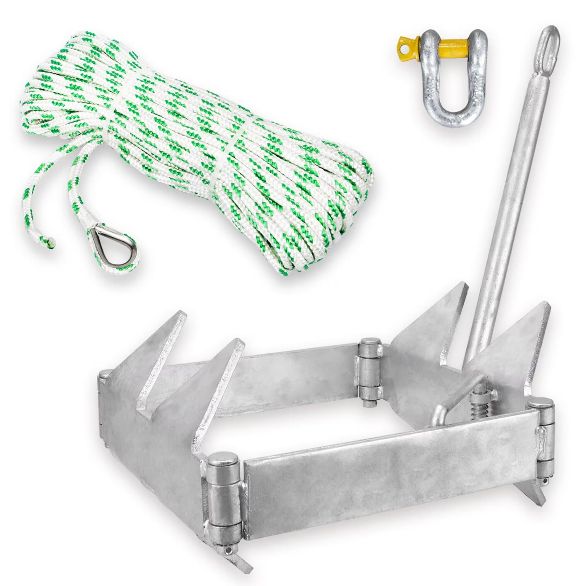 Snapklik.com : MARINE SYSTEM Galvanized Boat Folding Square Anchor Kit